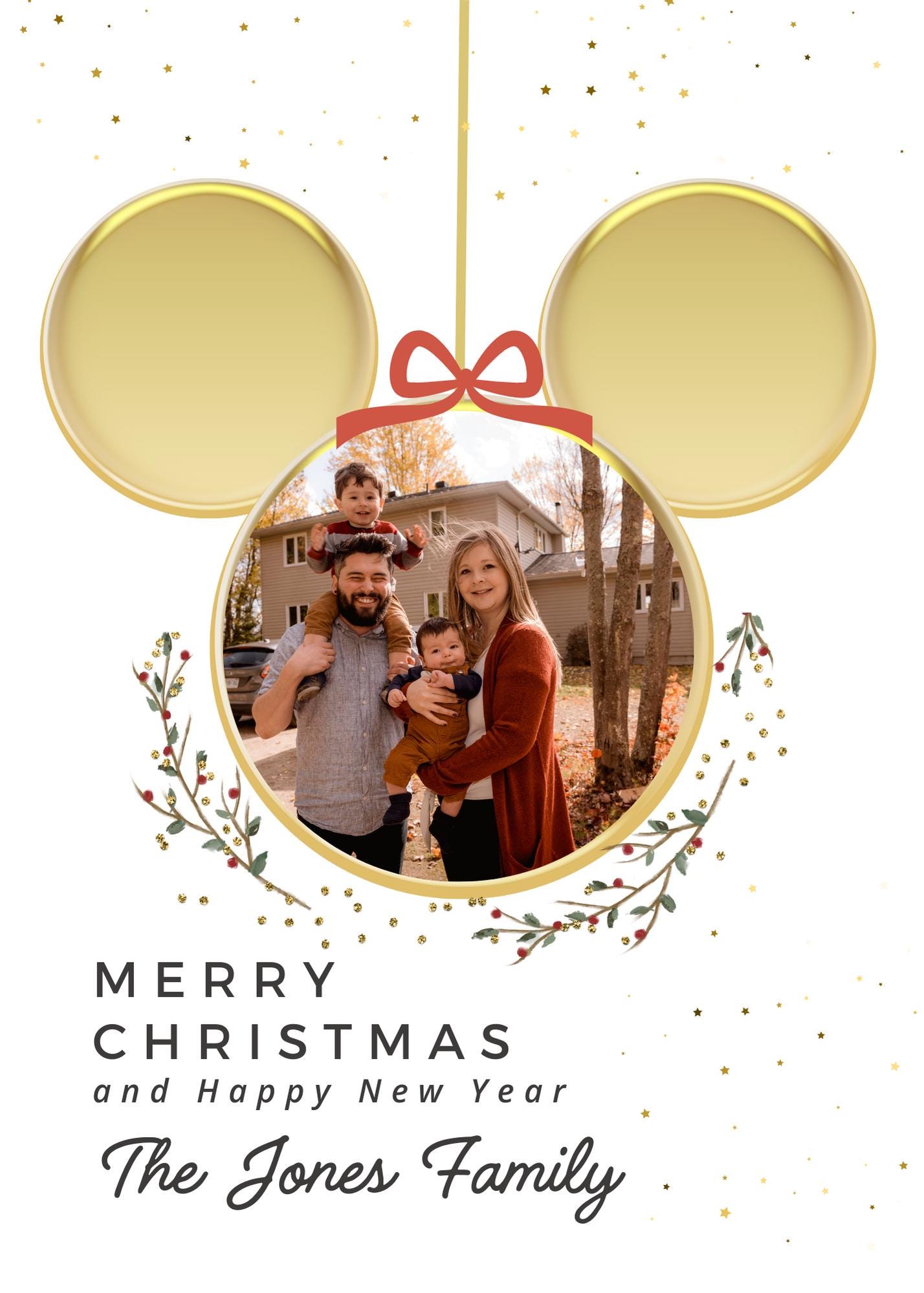EDITABLE Disney Gold Christmas Card, Disney Christmas Card, Magical ...