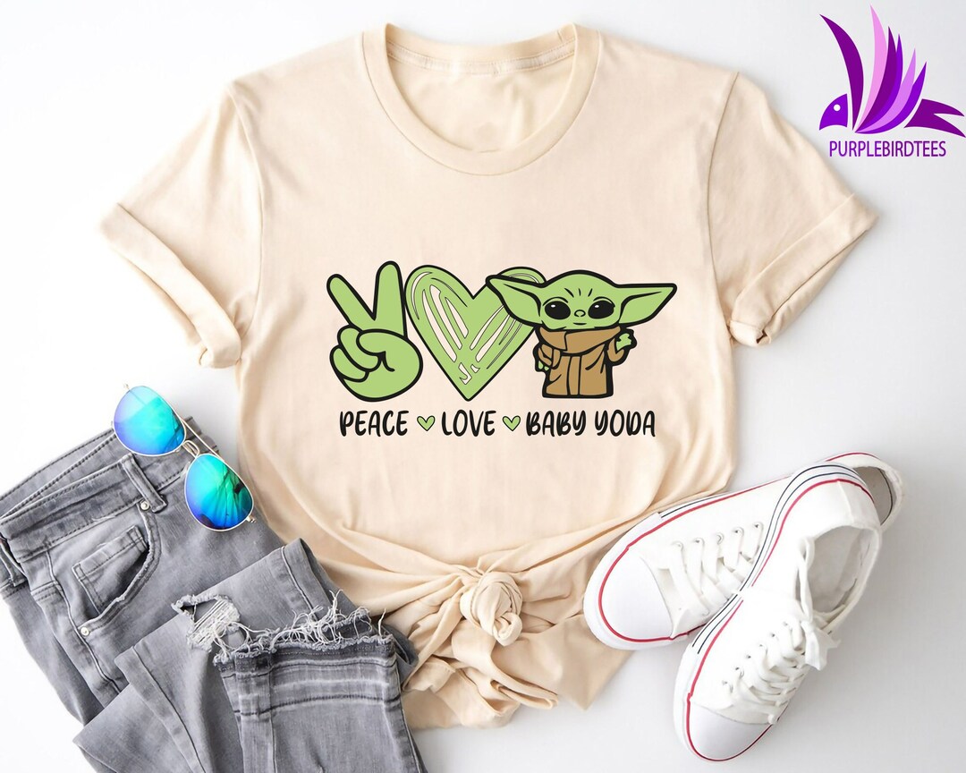 Disney Baby Yoda Shirt, Peace Love Baby Yoda Shirts, Star Wars Baby ...