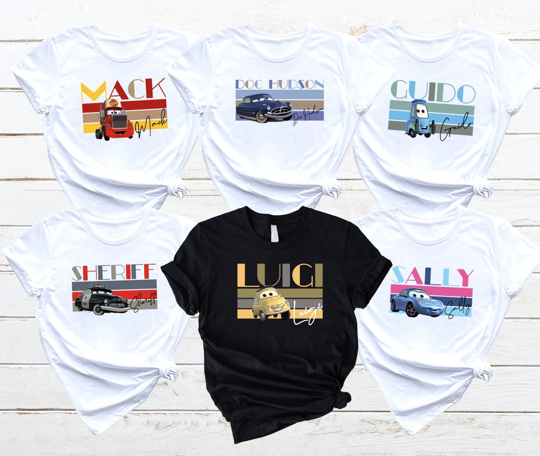 Cars Shirt, Cars Characters Shirt, Mcqueen, Mater, Sally, Luigi, Guido ...