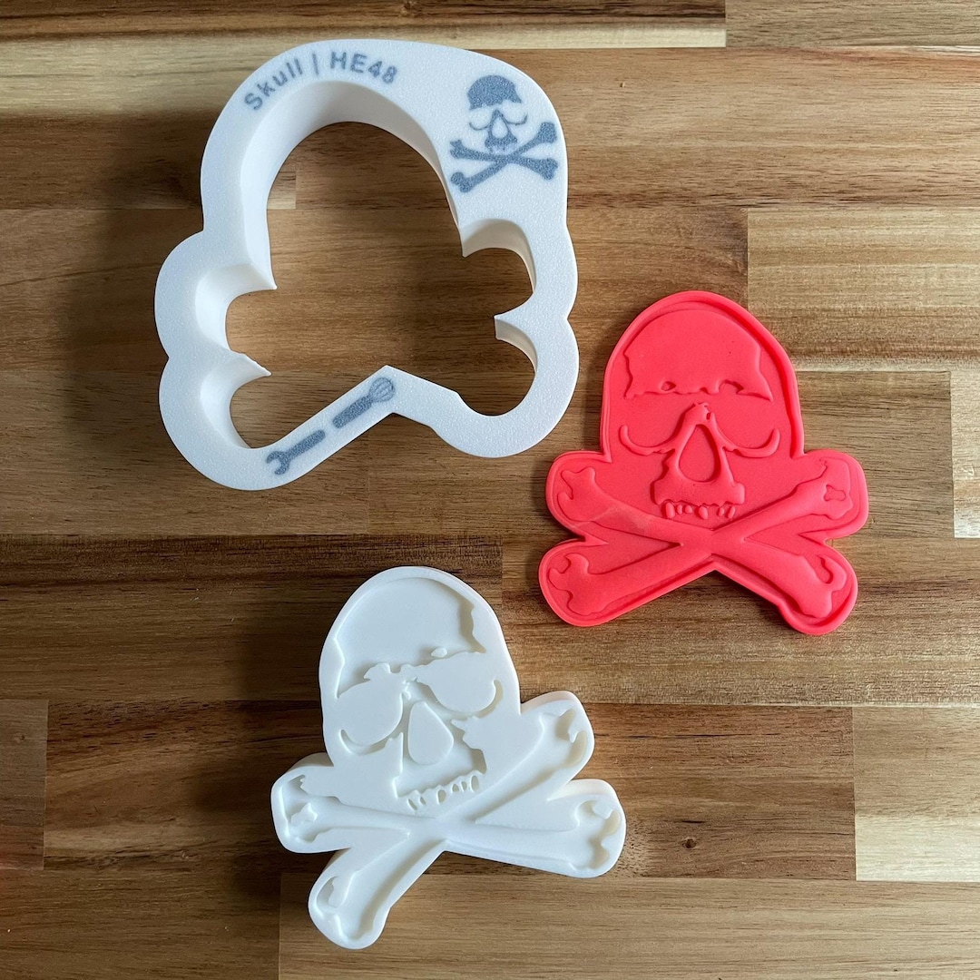 Skull Cookie Cutter With Optional Stamp - Dough, Icing, Fondant, Play ...