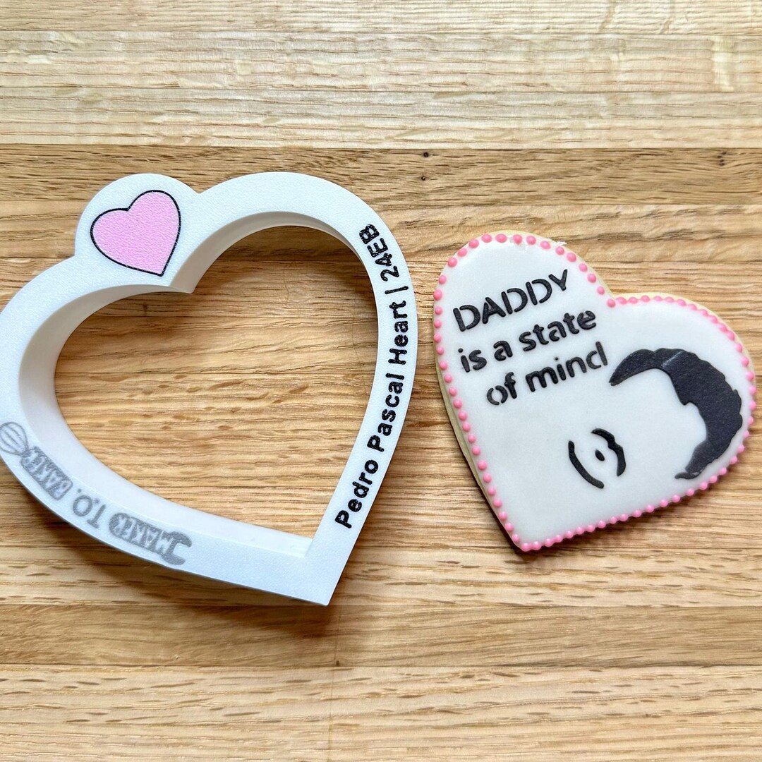Pedro Pascal Heart Cookie Cutter With Optional Stencil - Dough, Icing ...