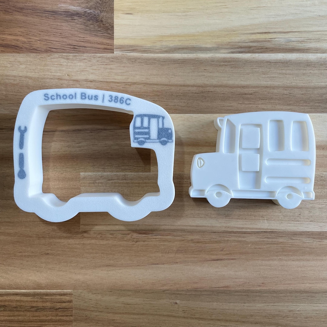 School Bus Cookie Cutter With Optional Stamp - Dough, Icing, Fondant ...
