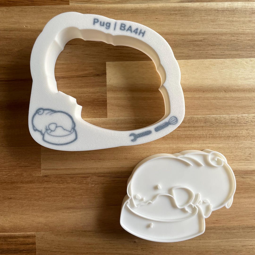 Pug Cookie Cutter With Optional Stamp - Dough, Icing, Fondant, Play-doh ...