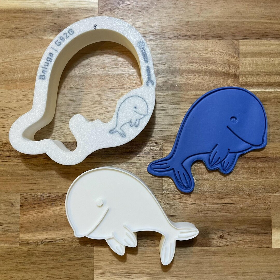 Beluga Cookie Cutter With Optional Stamp - Dough, Icing, Fondant, Play ...