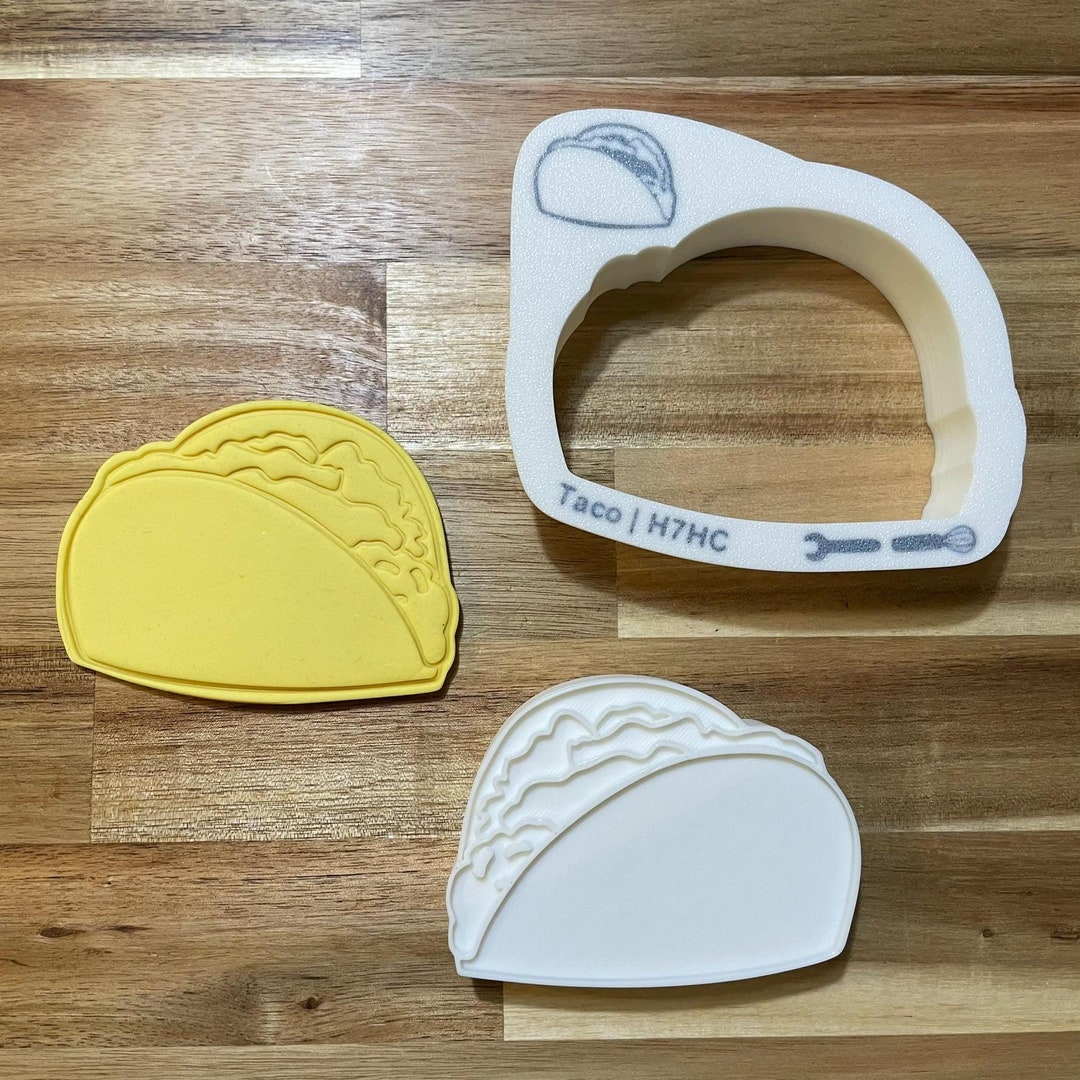 Taco Cookie Cutter With Optional Stamp - Dough, Icing, Fondant, Play ...