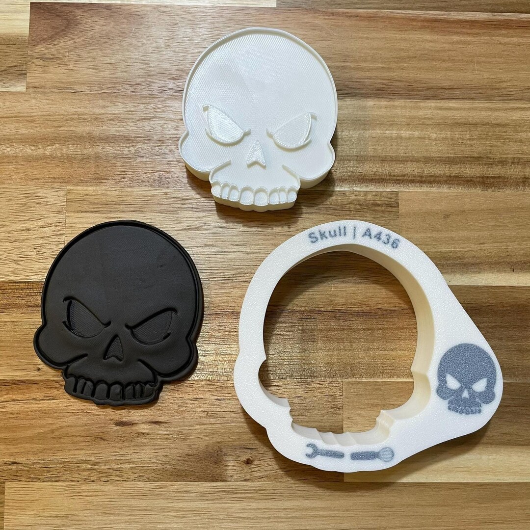 Skull Cookie Cutter With Optional Stamp - Dough, Icing, Fondant, Play ...