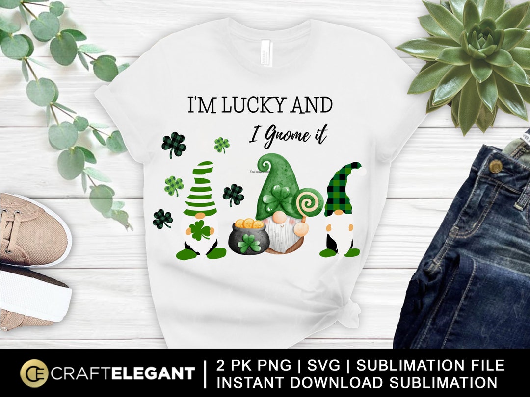 St Patricks Day Svg, I'm Lucky and I Gnome It, Shamrock SVG, Clover SVG ...