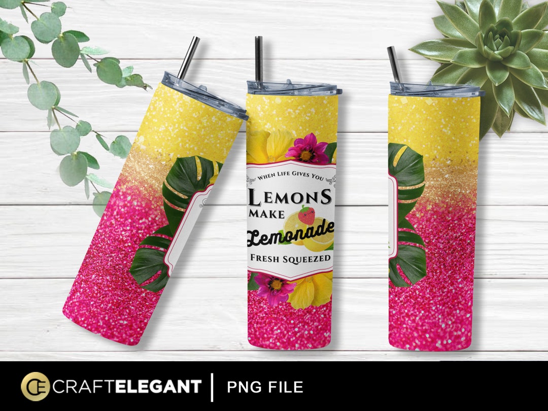 Lemonade 20oz Skinny Tumbler Sublimation Designs, 20oz Lemon Tumbler ...