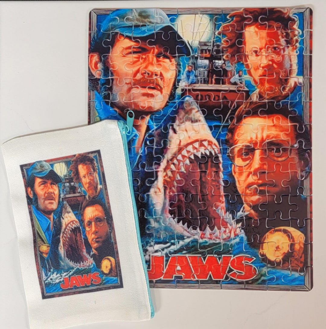Jaws Movie Puzzle: 120-piece Glitter Shimmer, Canvas Bag - Etsy