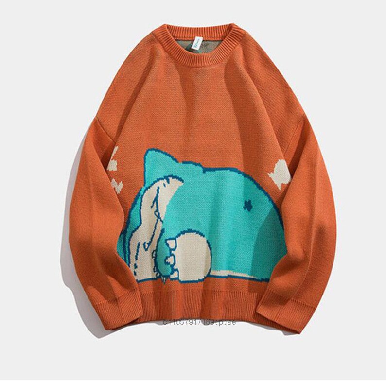 Pink Anime Pokemon Snorlax Sweater Women Harajuku Pattern - Etsy