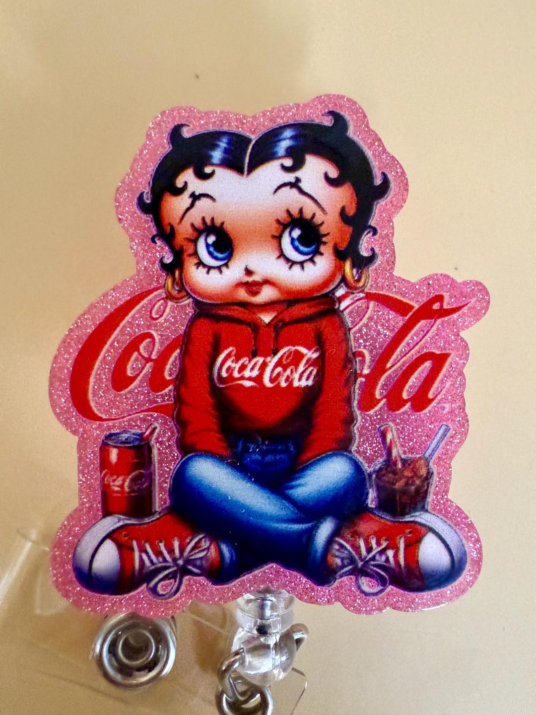 Betty Boop Coca-cola Badge Reel - Etsy