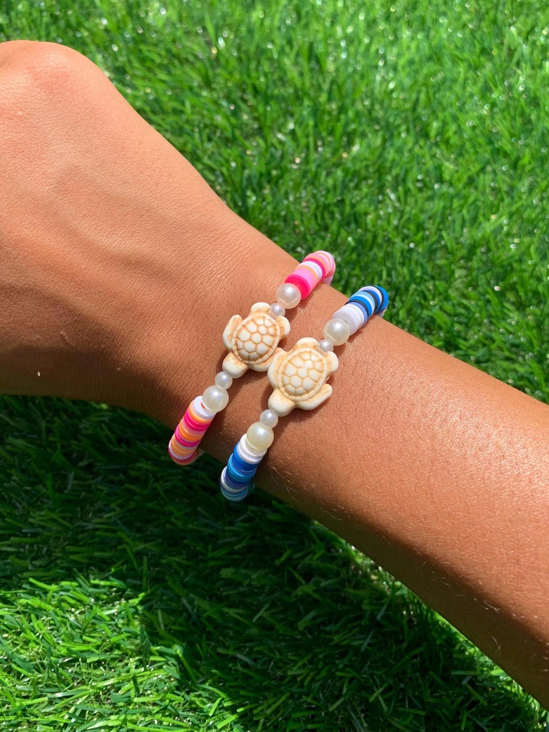 Cute Blue and Pink Turtle Bracelets! Preppy Bracelets! Perfect Gift to ...