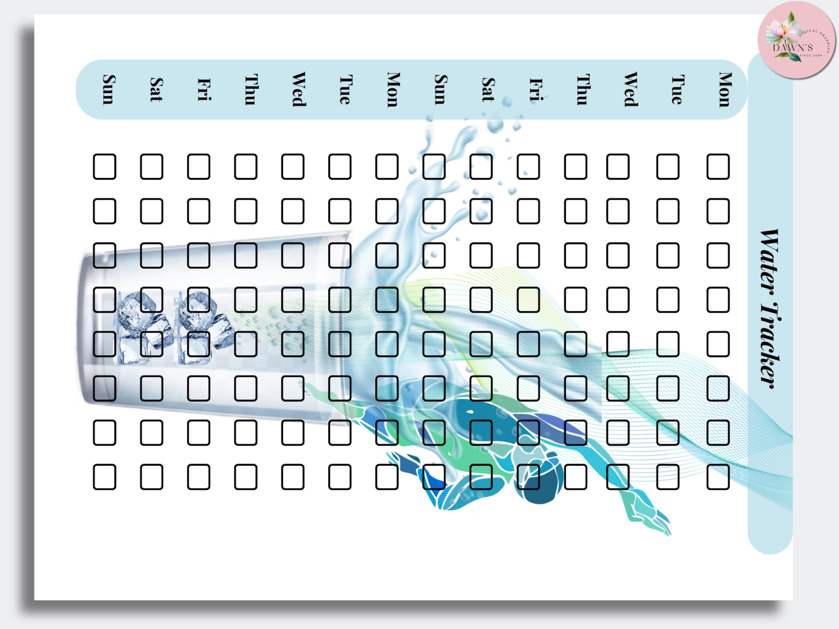 Daily Water Drinking Tracker | Downloadable Printable Water Tracking ...