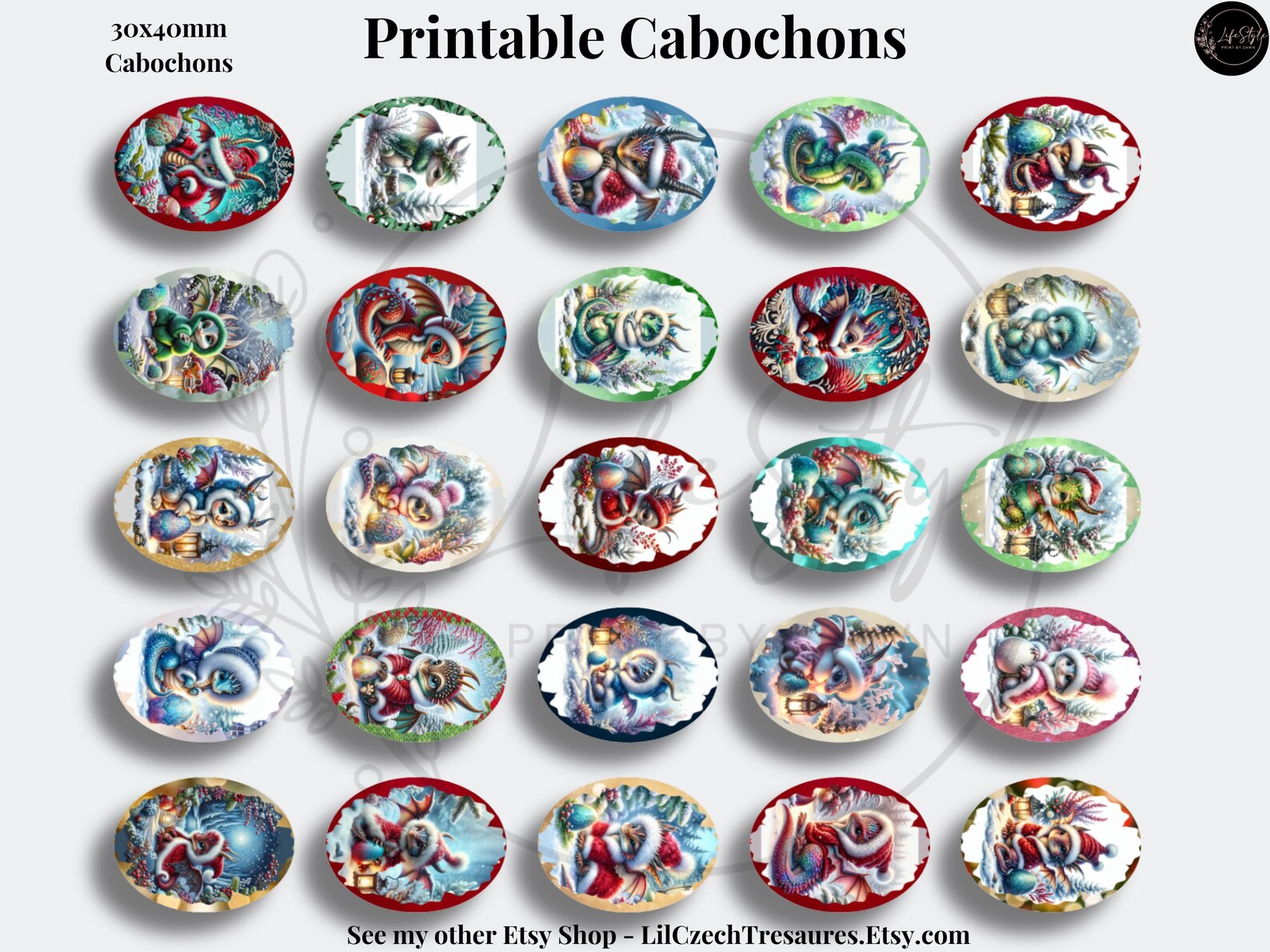 Christmas Baby Dragons Cabochons Images Downloadable Printable Baby ...