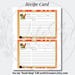 Rooster Design Downloadable Recipe Card Printable Recipe Card ...