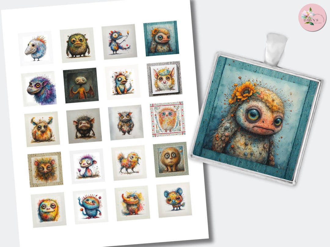 The Ewwglies Monster Images | Funny Animal Square Cabochon | Kids ...