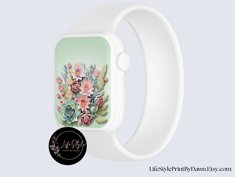 Floral Apple Watch Wallpaper Instant Download DIY Pink Green Flower ...