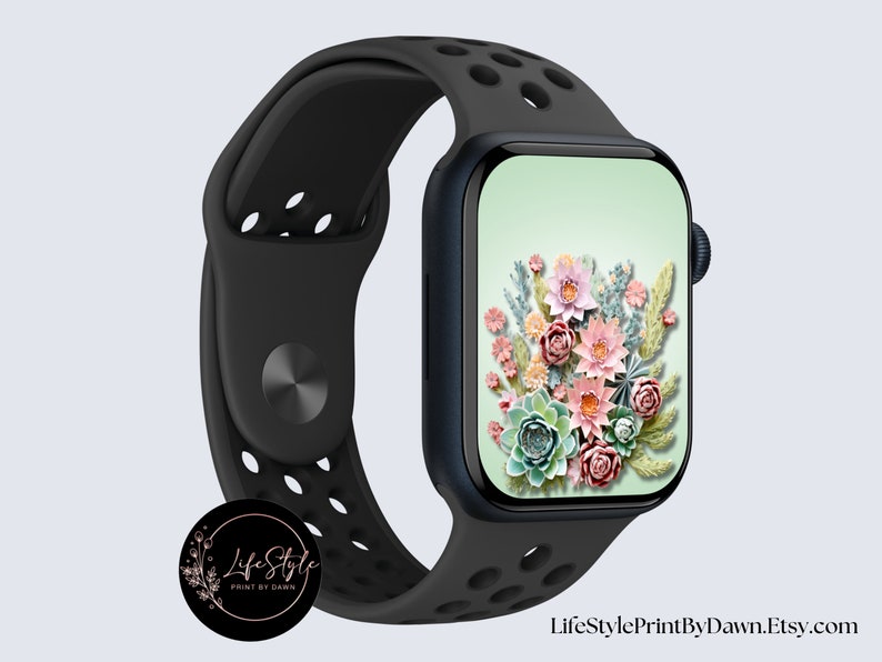 Floral Apple Watch Wallpaper Instant Download DIY Pink Green Flower ...