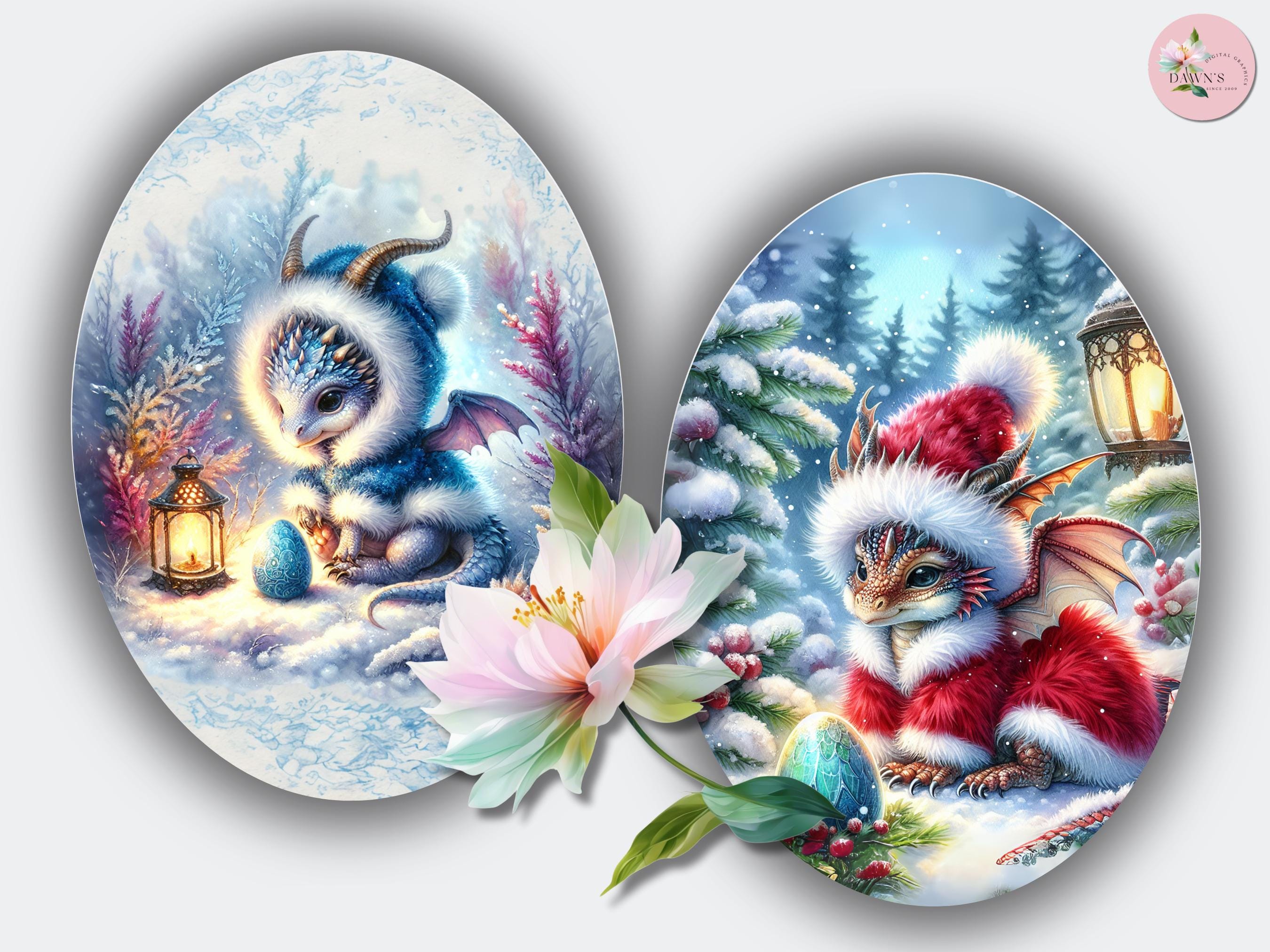 Christmas Baby Dragons Cabochons | Images Downloadable | Printable Baby ...