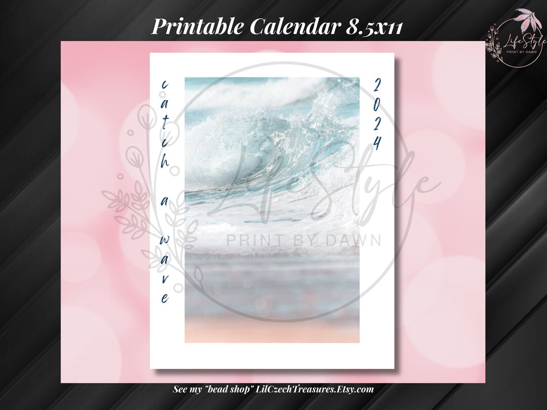 FREE Gift 2024 Waves Download Printable Calendar Digital Ocean Waves ...
