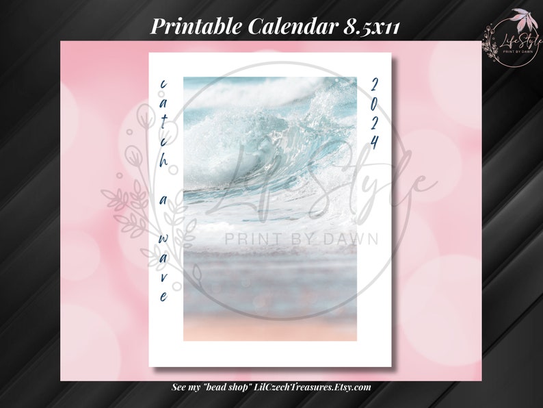 FREE Gift 2024 Waves Download Printable Calendar Digital Ocean Waves ...