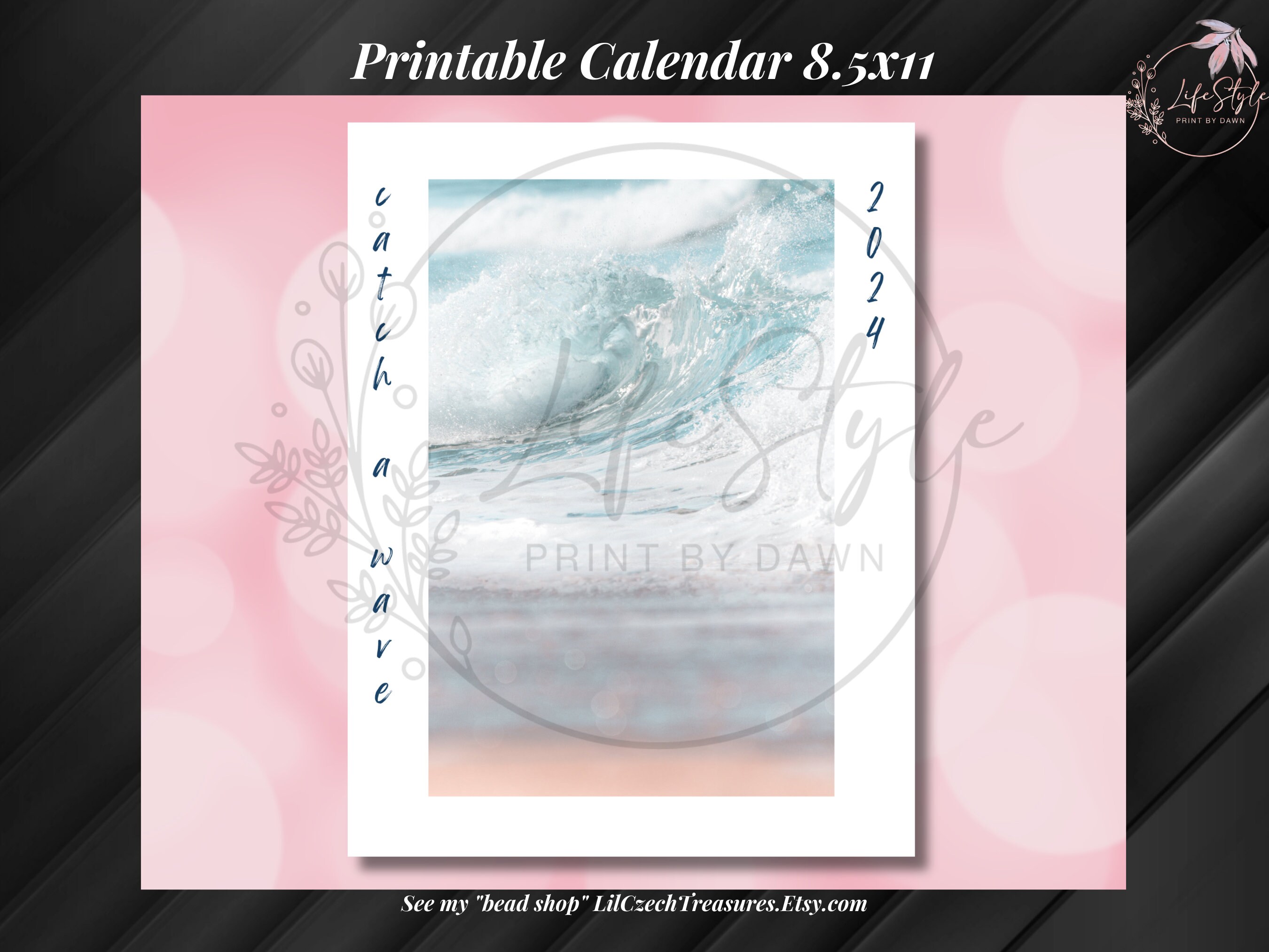 FREE Gift 2024 Waves Download Printable Calendar Digital Ocean Waves ...