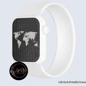 Gray Black Map Apple Watch Wallpaper | Instant Download | DIY World Map ...