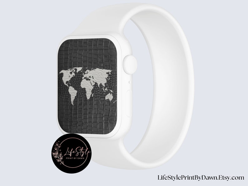 Gray Black Map Apple Watch Wallpaper | Instant Download | DIY World Map ...