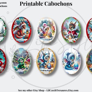 Christmas Baby Dragons Cabochons | Images Downloadable | Printable Baby ...