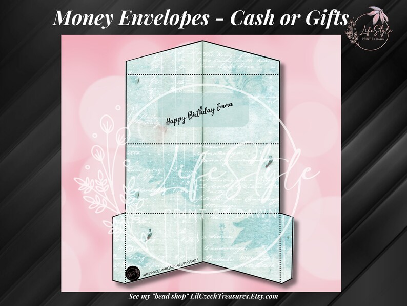 Print-at-home Money Envelope Template Gift Cash in Style PDF Download 8 ...