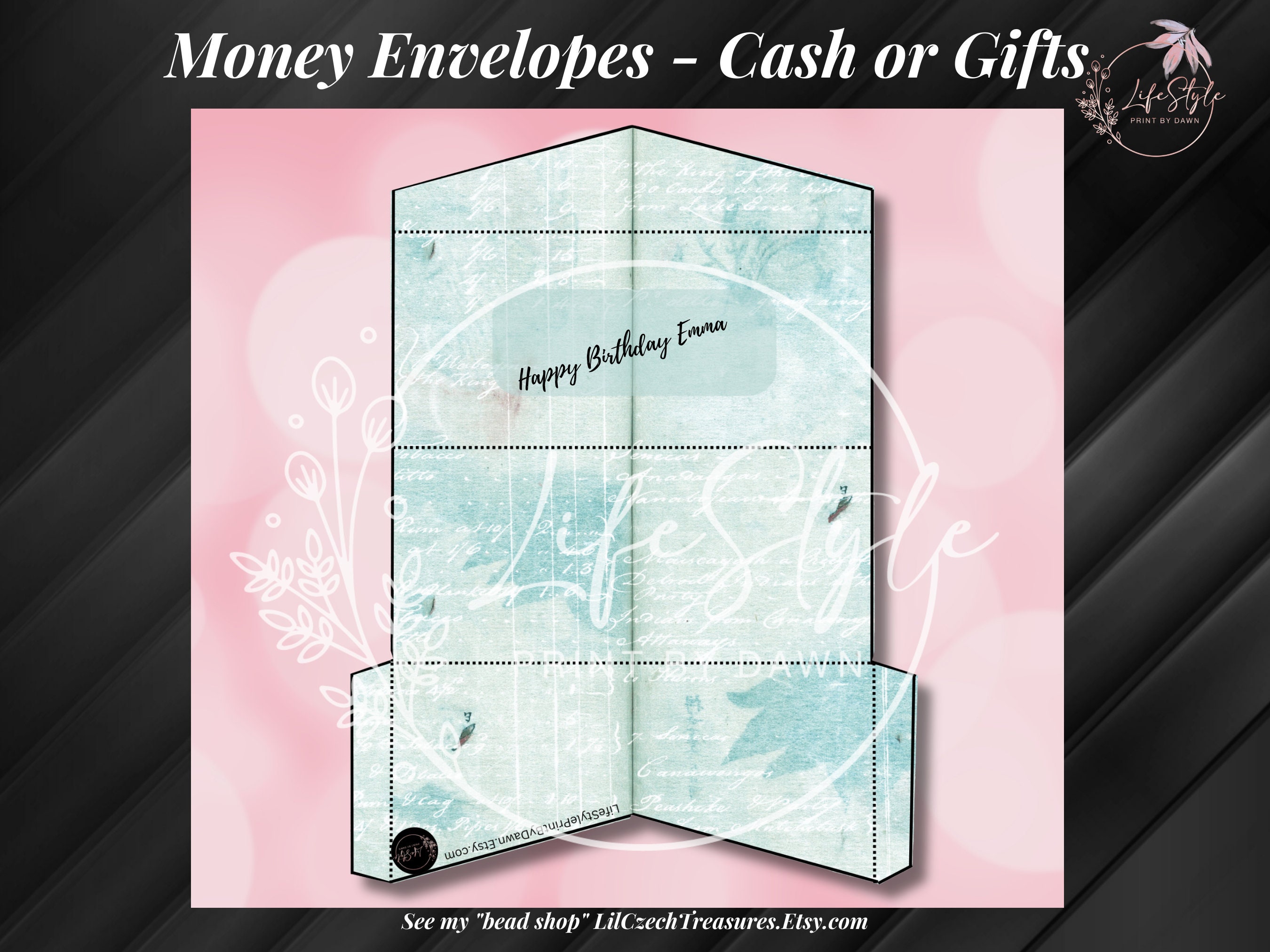 Print-at-home Money Envelope Template Gift Cash in Style PDF Download 8 ...