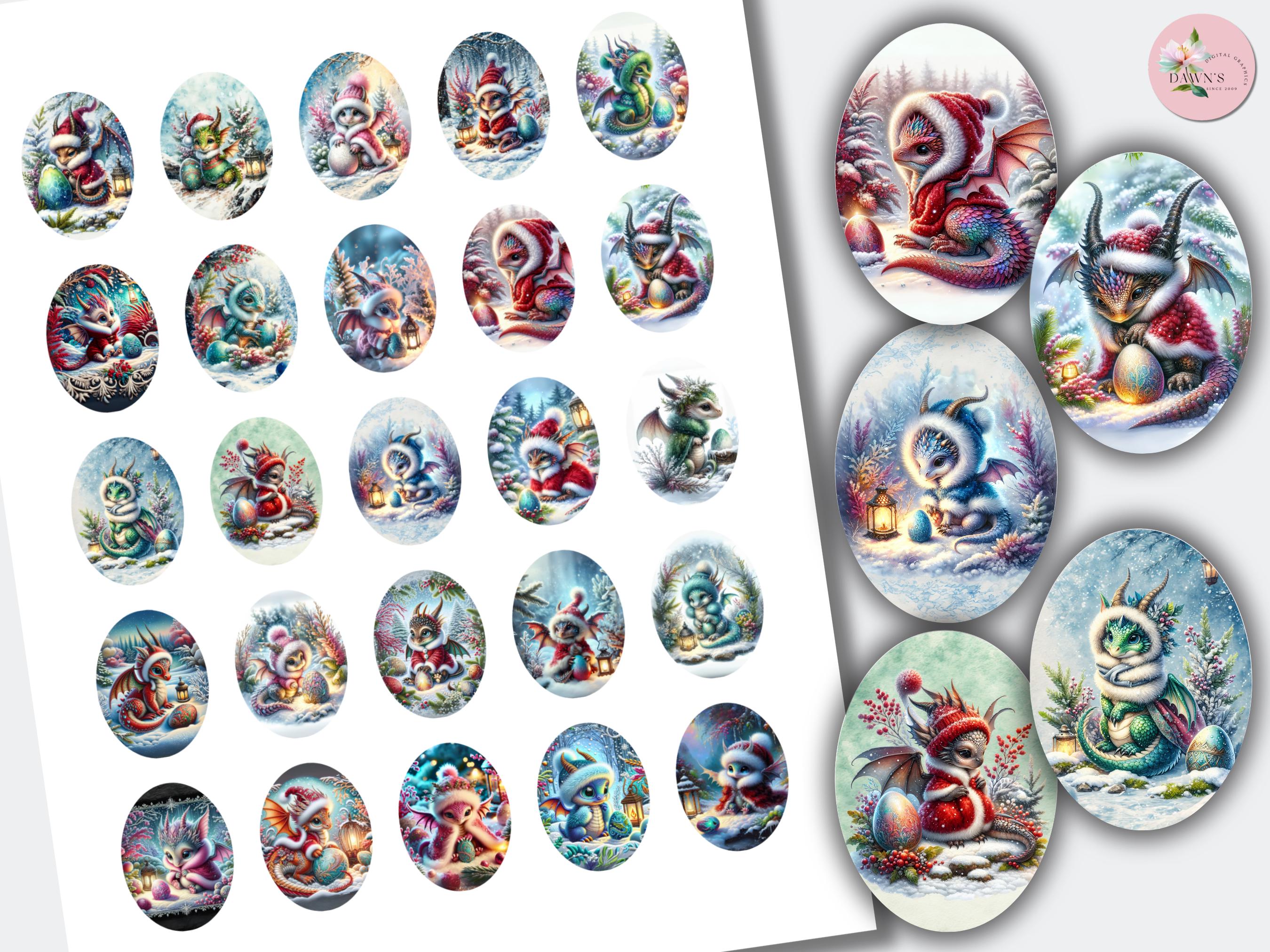 Christmas Baby Dragons Cabochons | Images Downloadable | Printable Baby ...