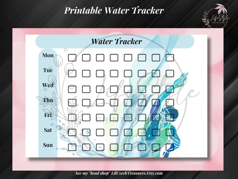 Daily Water Drinking Tracker Downloadable Printable Water Tracking ...