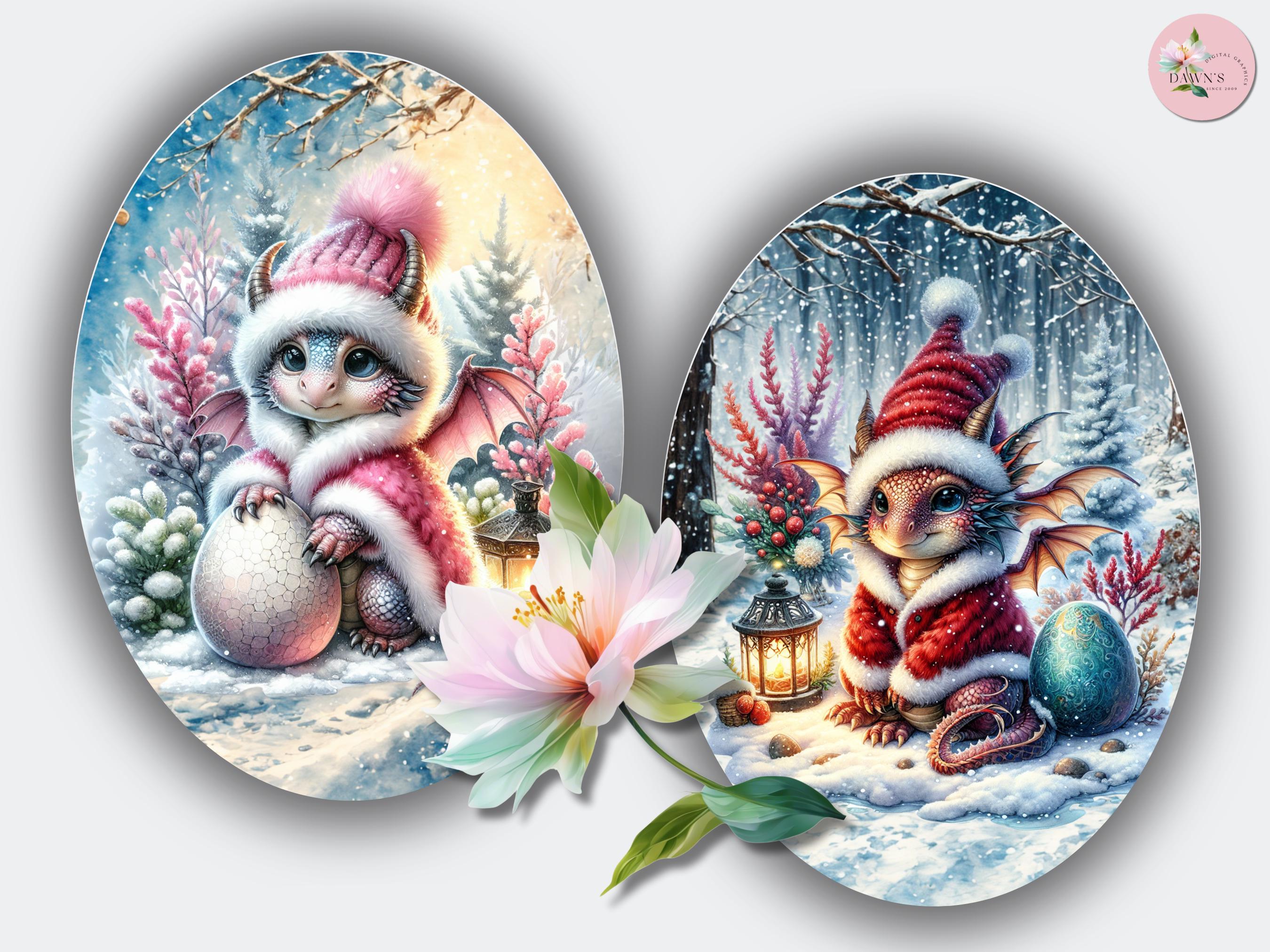 Christmas Baby Dragons Cabochons | Images Downloadable | Printable Baby ...