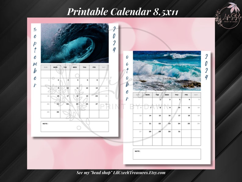 FREE Gift 2024 Waves Download Printable Calendar Digital Ocean Waves ...