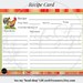 Rooster Design Downloadable Recipe Card Printable Recipe Card ...