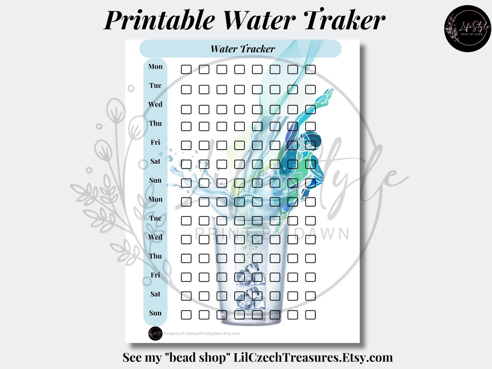 Daily Water Drinking Tracker | Downloadable Printable Water Tracking ...