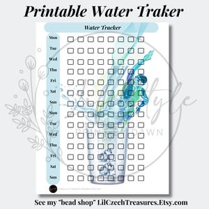 Daily Water Drinking Tracker | Downloadable Printable Water Tracking ...