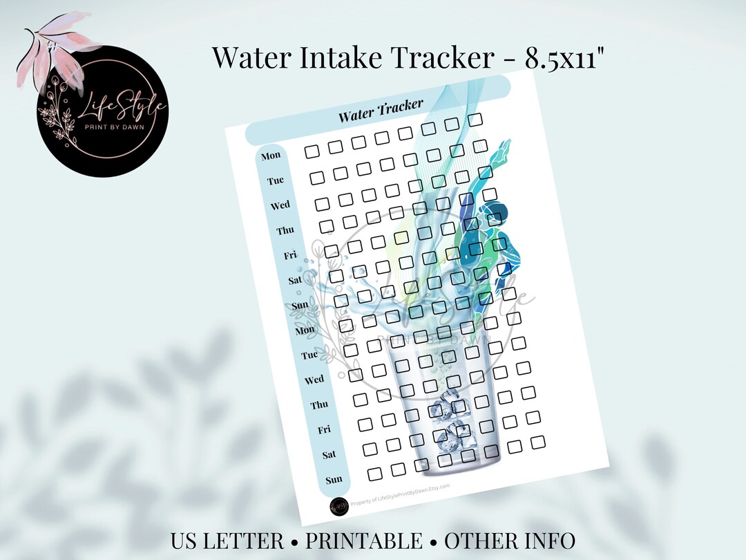 Daily Water Drinking Tracker Downloadable Printable Water - Etsy