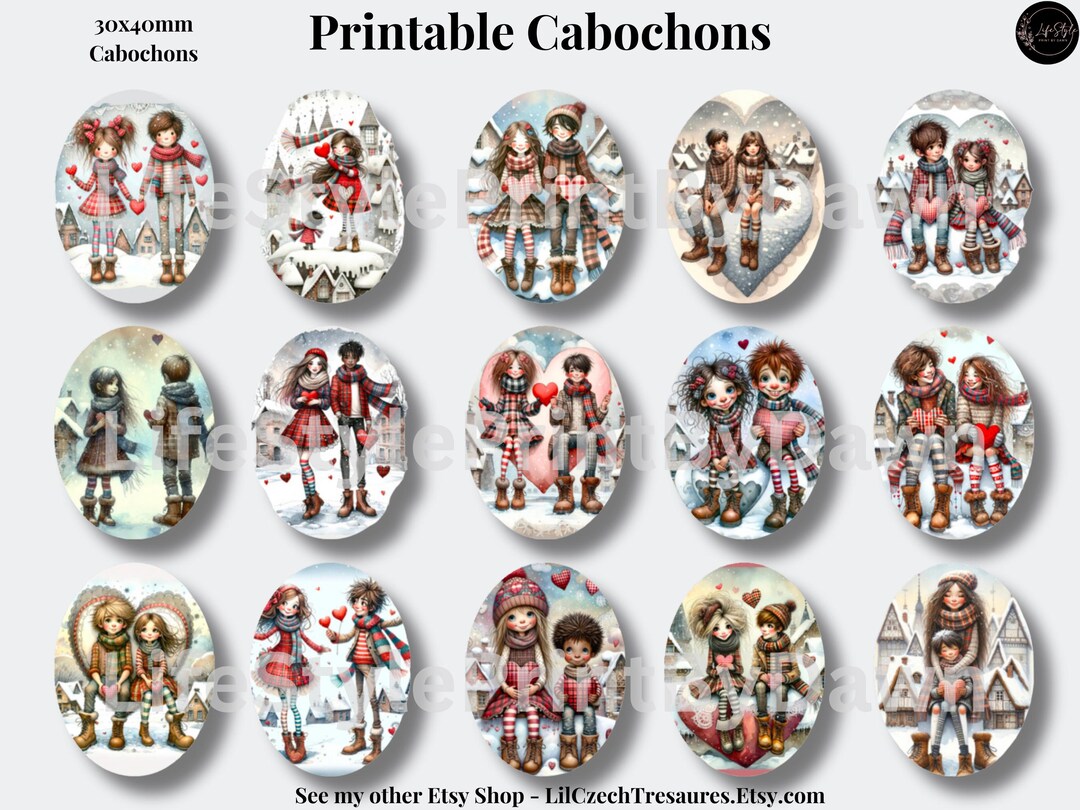 Valentine Cute Girls Boys Hearts Oval Cabochon Images | Downloadable ...