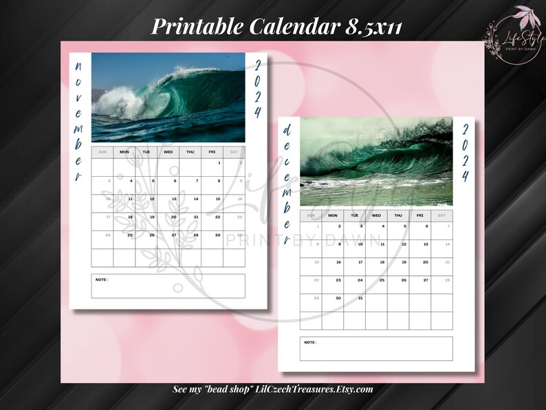 FREE Gift 2024 Waves Download Printable Calendar Digital Ocean Waves ...