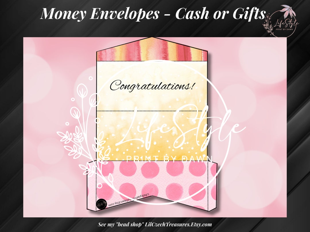 Colorful Congratulations Money Envelope Printable | Instant Download ...
