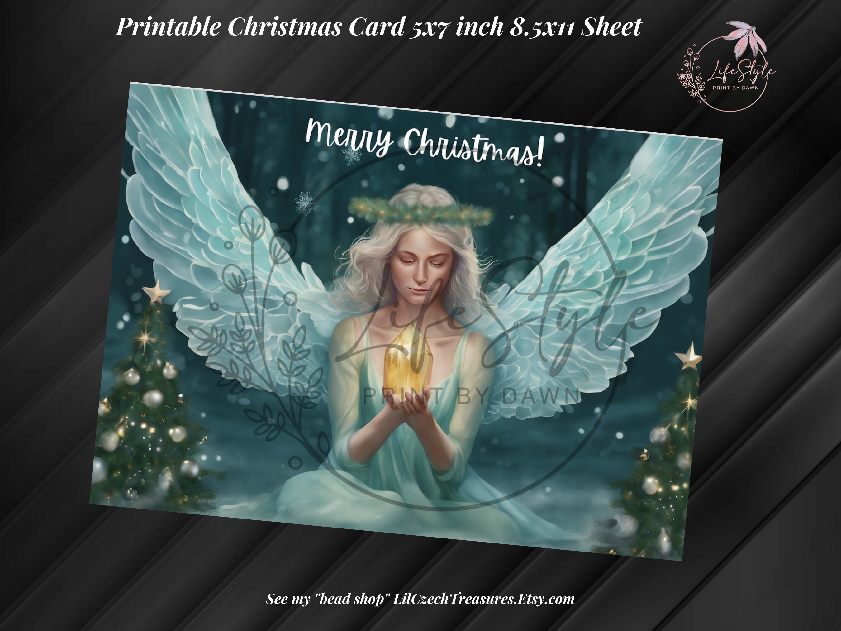 Merry Christmas Cards Angel Design Downloadable Printable Christmas ...