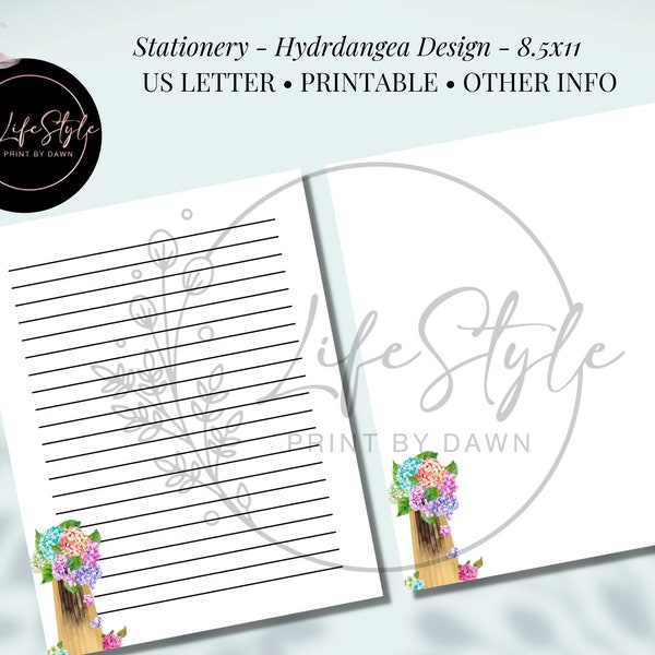 Hydrangea Note Cards Downloadable - Etsy