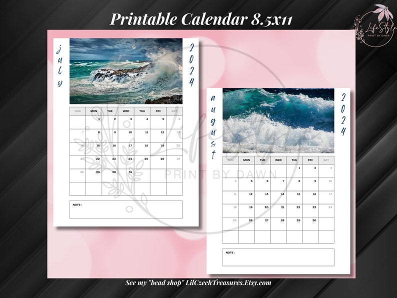 FREE Gift 2024 Waves Download Printable Calendar Digital Ocean Waves ...