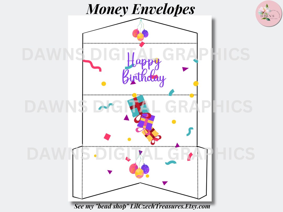 Happy Birthday Money Envelope | Printable Birthday Card | Greeting Card ...
