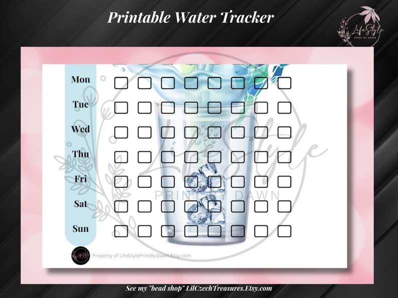 Daily Water Drinking Tracker Downloadable Printable Water Tracking Sheet Instant Download PDF 8 ...