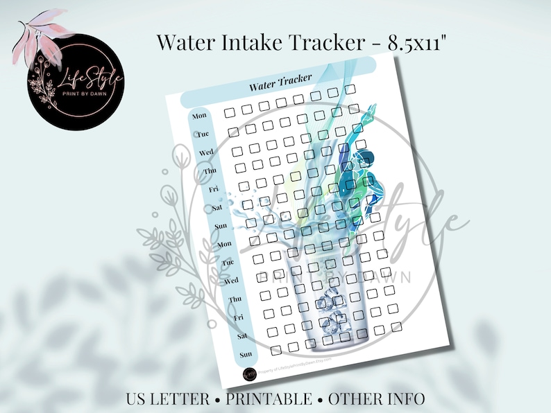 Daily Water Drinking Tracker Downloadable Printable Water Tracking ...
