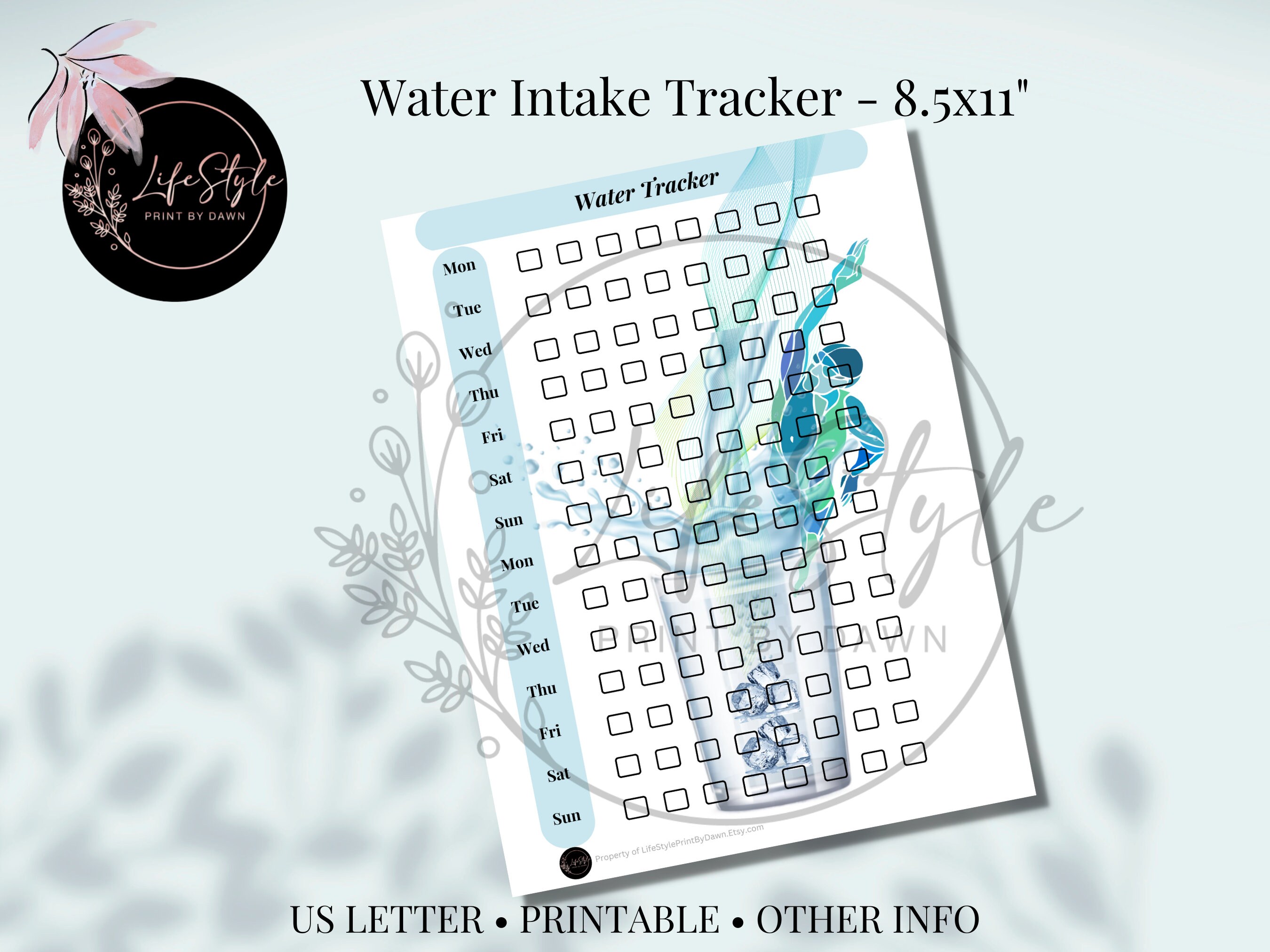 Daily Water Drinking Tracker Downloadable Printable Water - Etsy