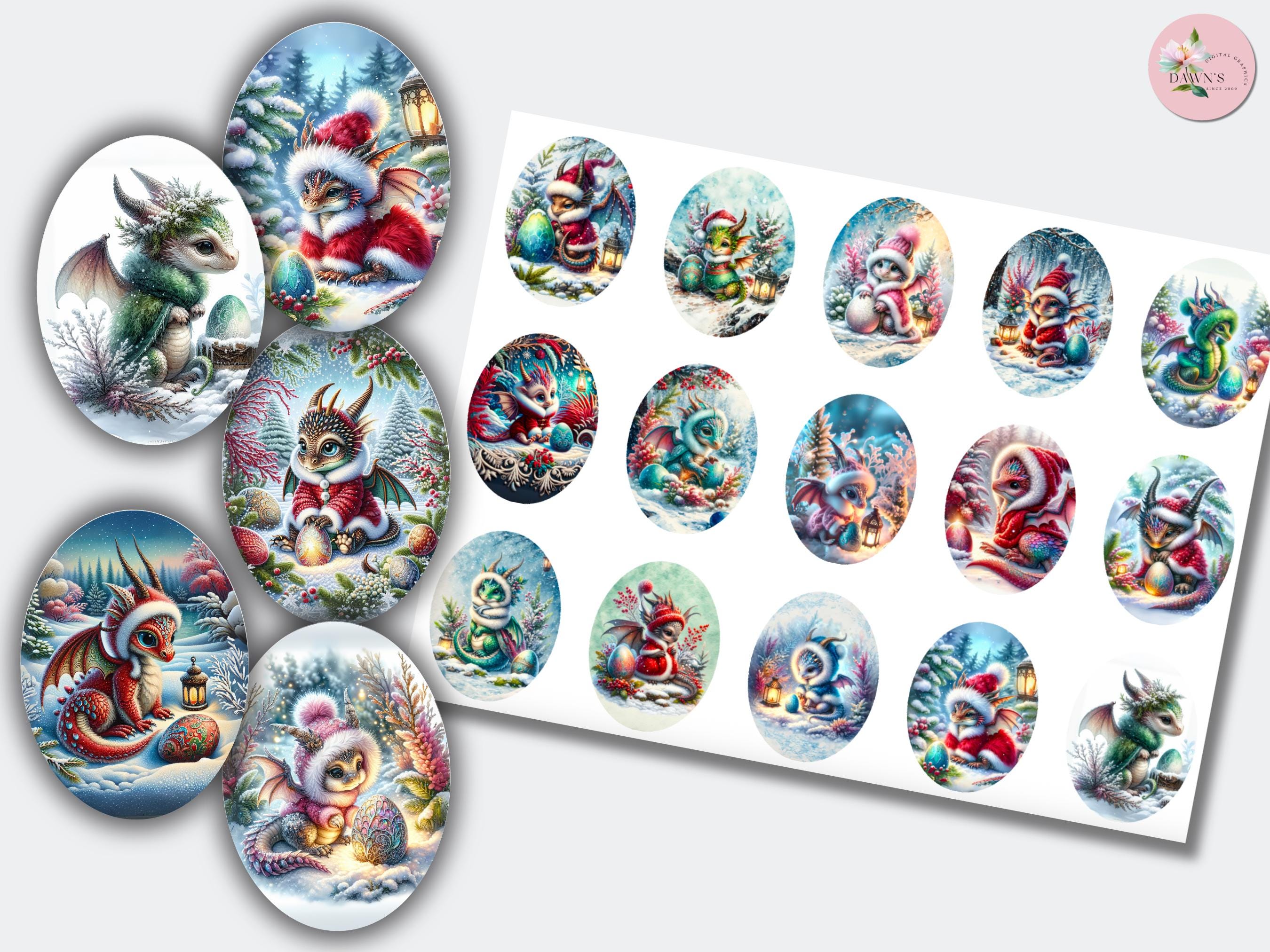 Christmas Baby Dragons Cabochons | Images Downloadable | Printable Baby ...